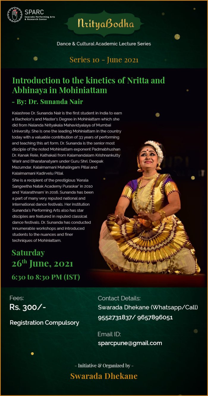 Dr.Sunanda Nair, a leading exponent of Mohini Attam - Concluded Events